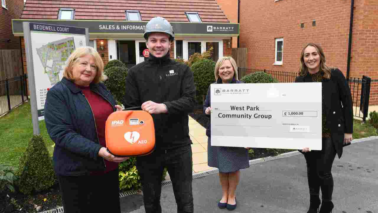 Newcastle-based housebuilder donates £1,000 towards new defibrillator ...