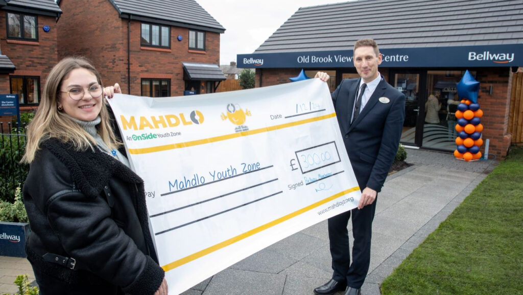 Bellway donates £300 to Oldham's Mahdlo Youth Zone - Business Up North